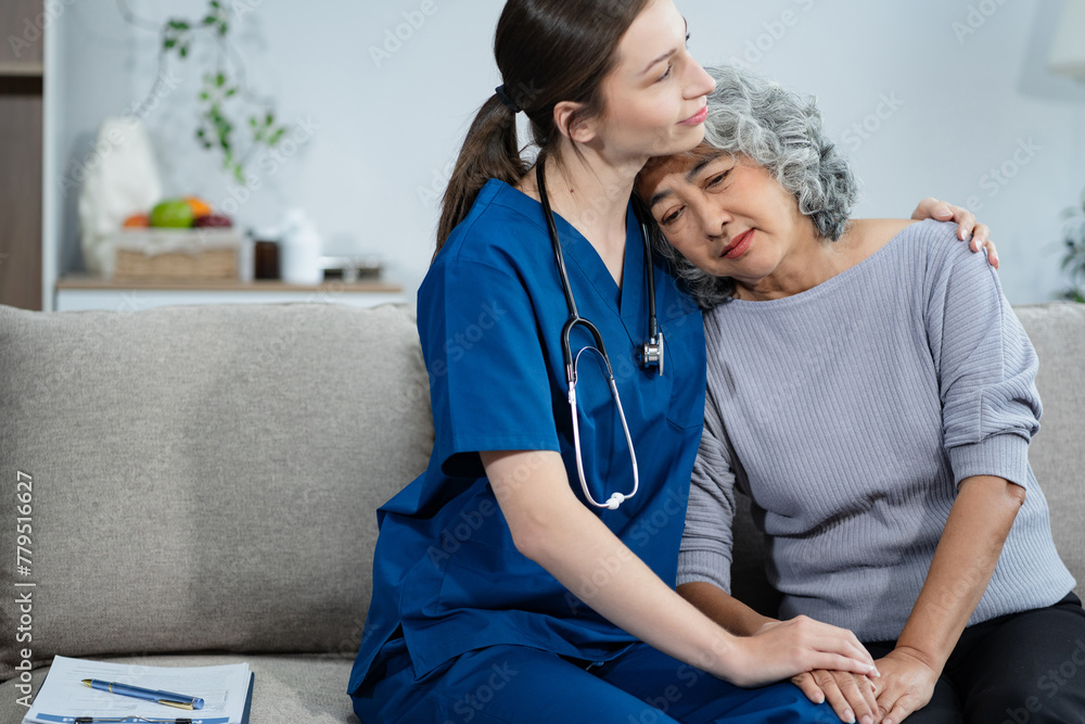 Female doctors shake hands with patients encouraging each other To ...