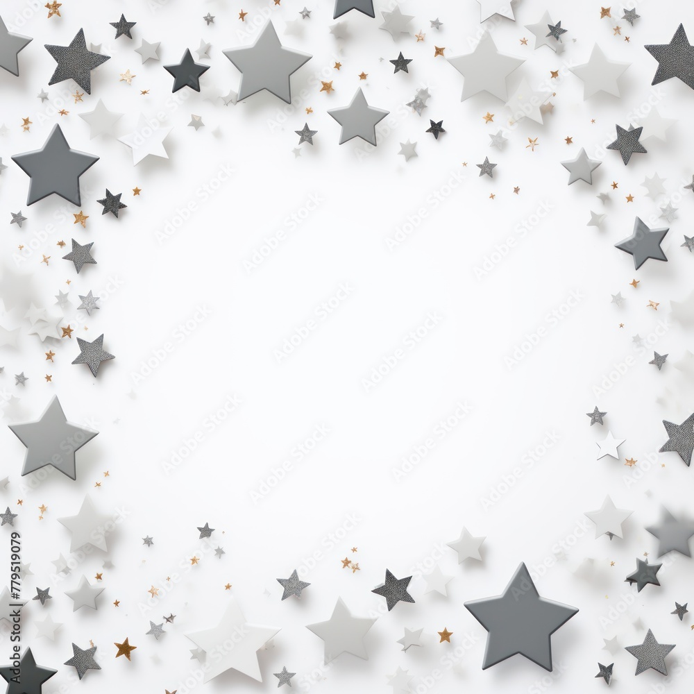 gray stars frame border with blank space in the middle on white ...