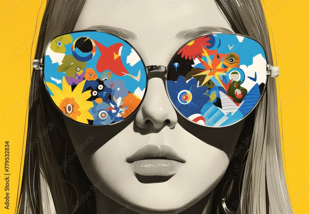 collage of fashion magazine cutouts, retrofuturism woman wearing ...