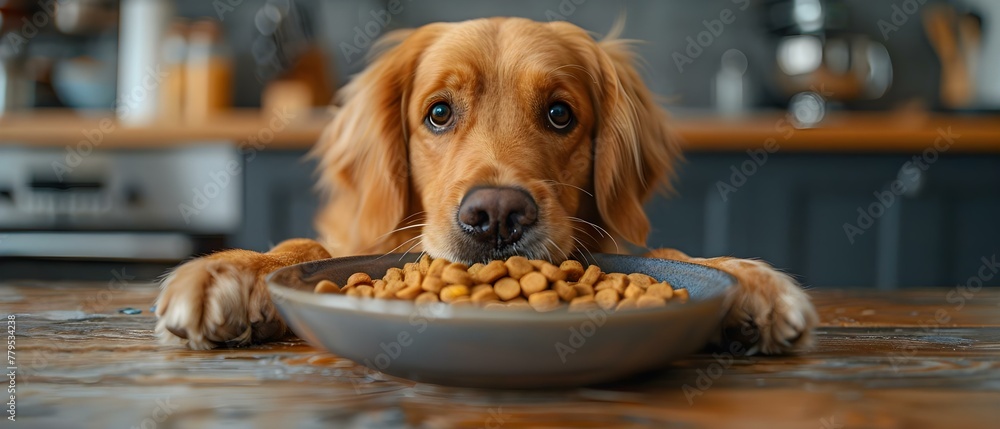 Golden Retriever's Morning Routine: Eating Breakfast in the Kitchen ...