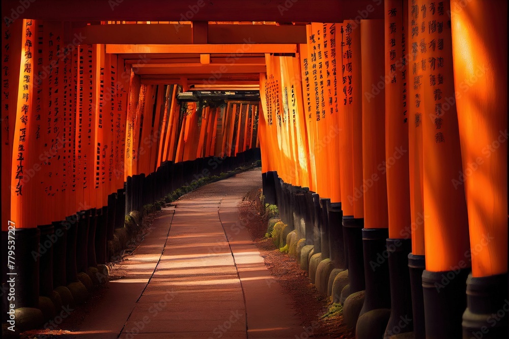 AI generated illustration of the traditional Fushimi Inari Taisha with ...
