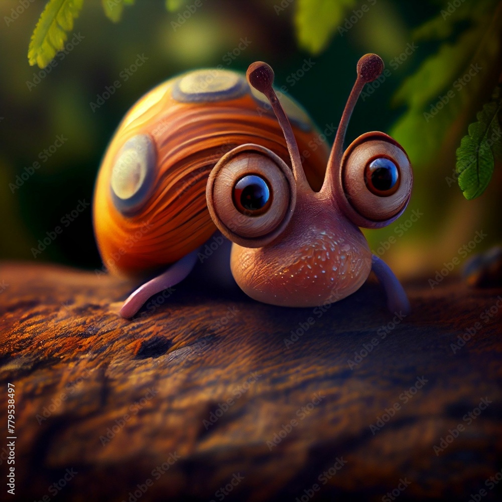 AI-generated illustration of a cartoonish cute alien snail with big ...