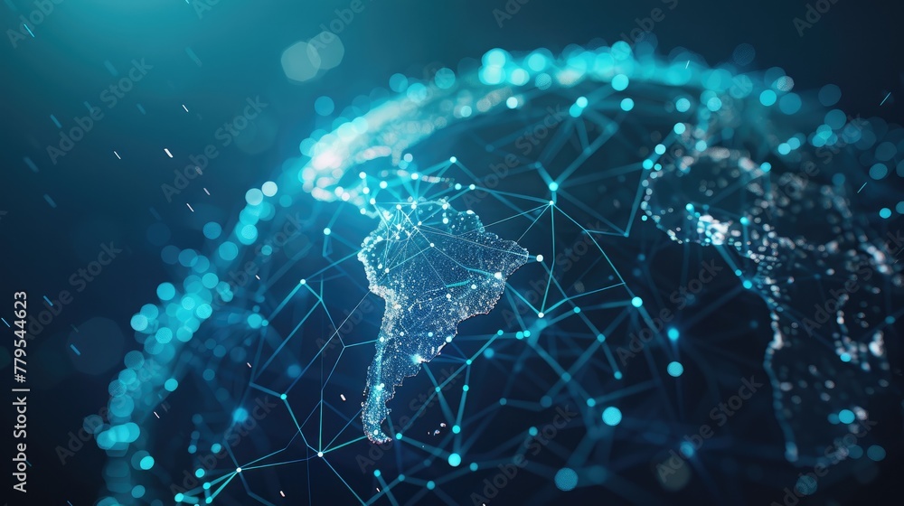 Blockchain technology Map of the planet. World map. Global social ...