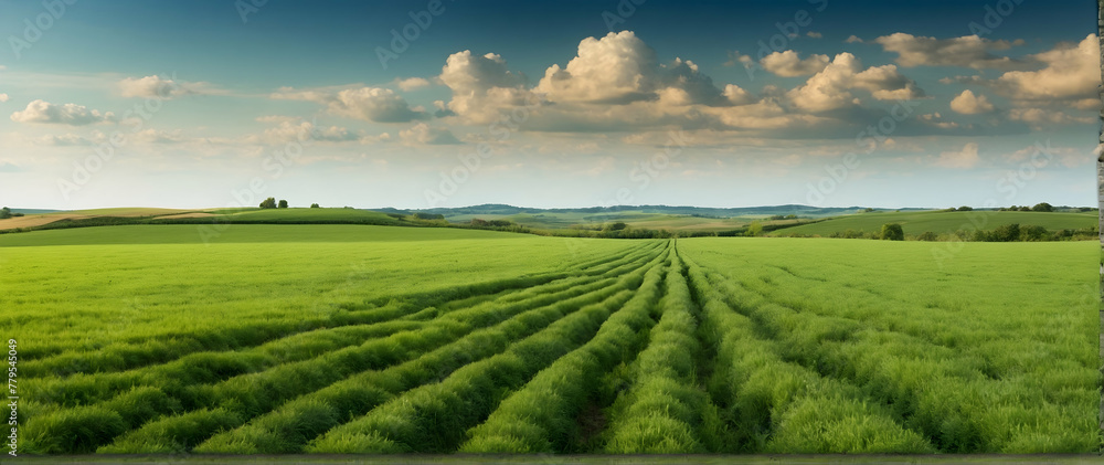 Photo real as Verdant Vistas A farming landscape where green fields ...
