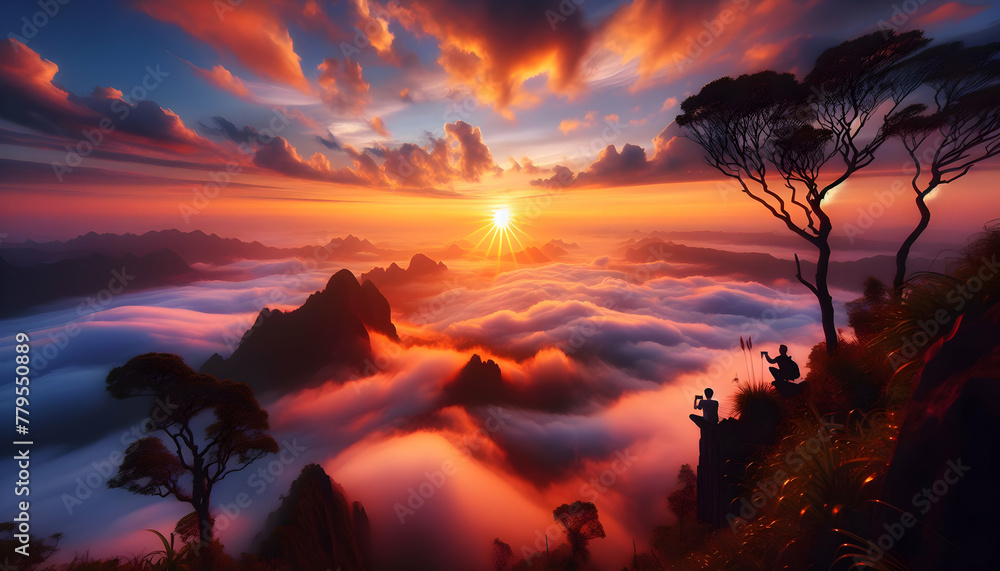 Photo real as Dawn Embrace Witness the sunrise horizon where dawn ...