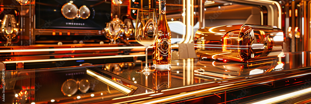 Bar Interior with Selection of Alcohol Bottles on Shelves, Luxury Drink ...