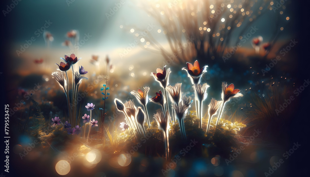 Photo real as Spring Awakening A spring meadow blooms with life ...