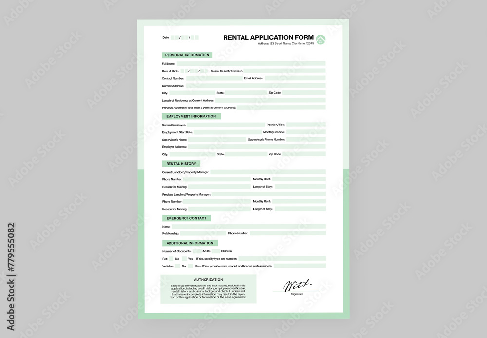 Application Form Template Stock Template | Adobe Stock
