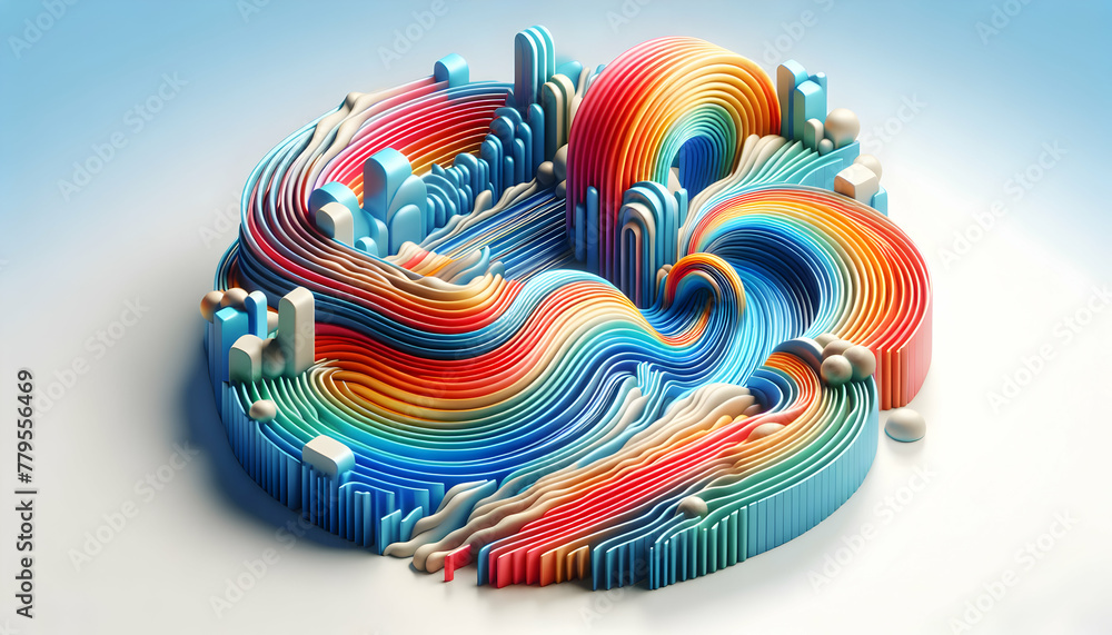3d flat icon as Chromatic Currents Flowing colors create a dynamic ...
