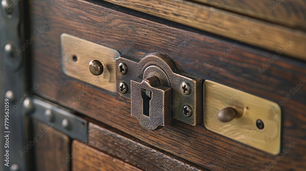 A detailed view of a protected lock mechanism, featuring a uniquely ...