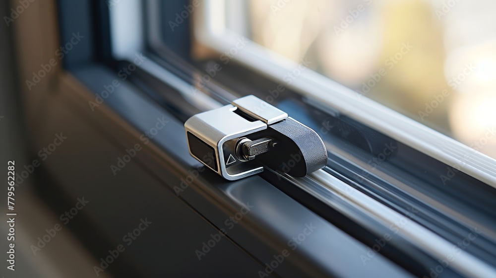 Close-up of an innovative panic bar latch on a secure door, showcasing ...