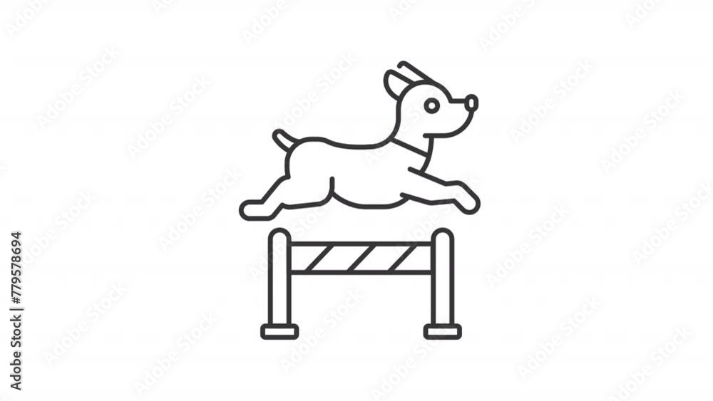 Pet training line animation. Animated jumping dog icon. Obedience ...