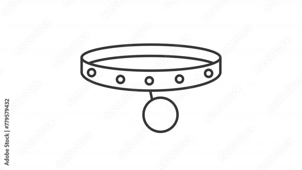 Animated collar icon. Pet name tag line animation. Domestic animal ...