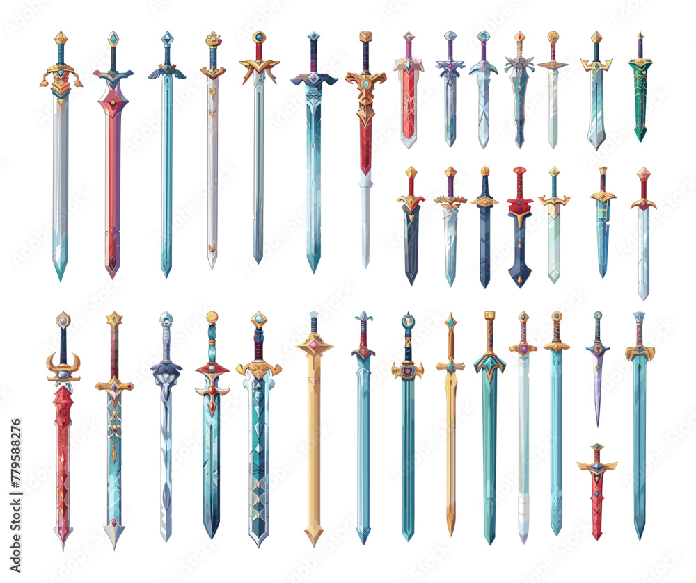 Magic swords cartoon vector set. Mystery mythical bladed fantasy cold ...