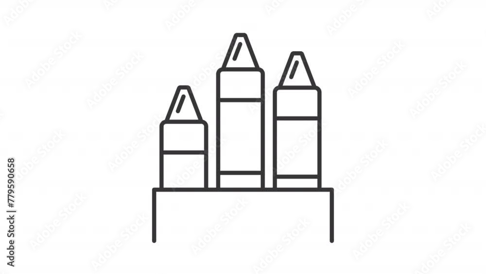 Animated crayons icon. Drawing tools line animation. Jumping markers ...