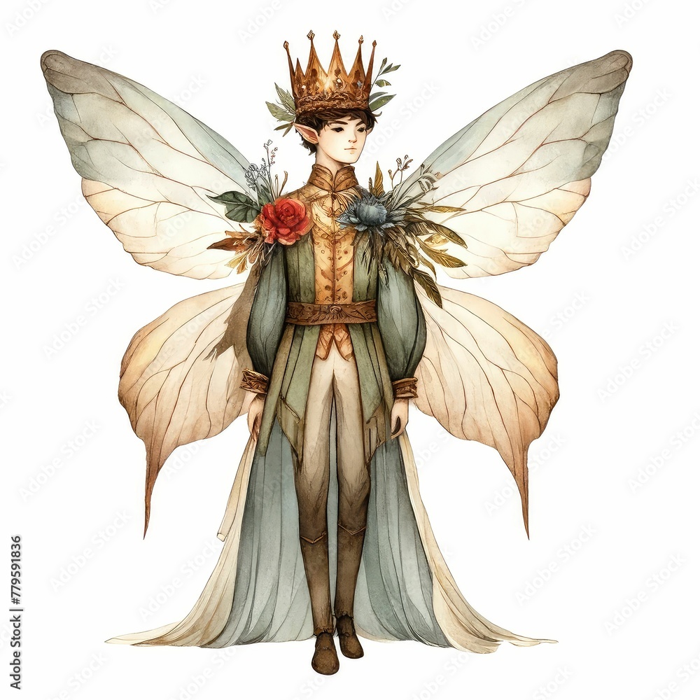 Fairy king with a majestic presence. watercolor illustration, Perfect ...