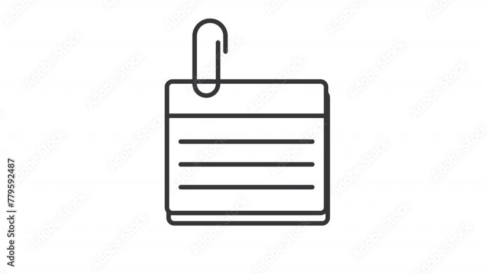 Animated index cards icon. Postcards line animation. Paper clip ...