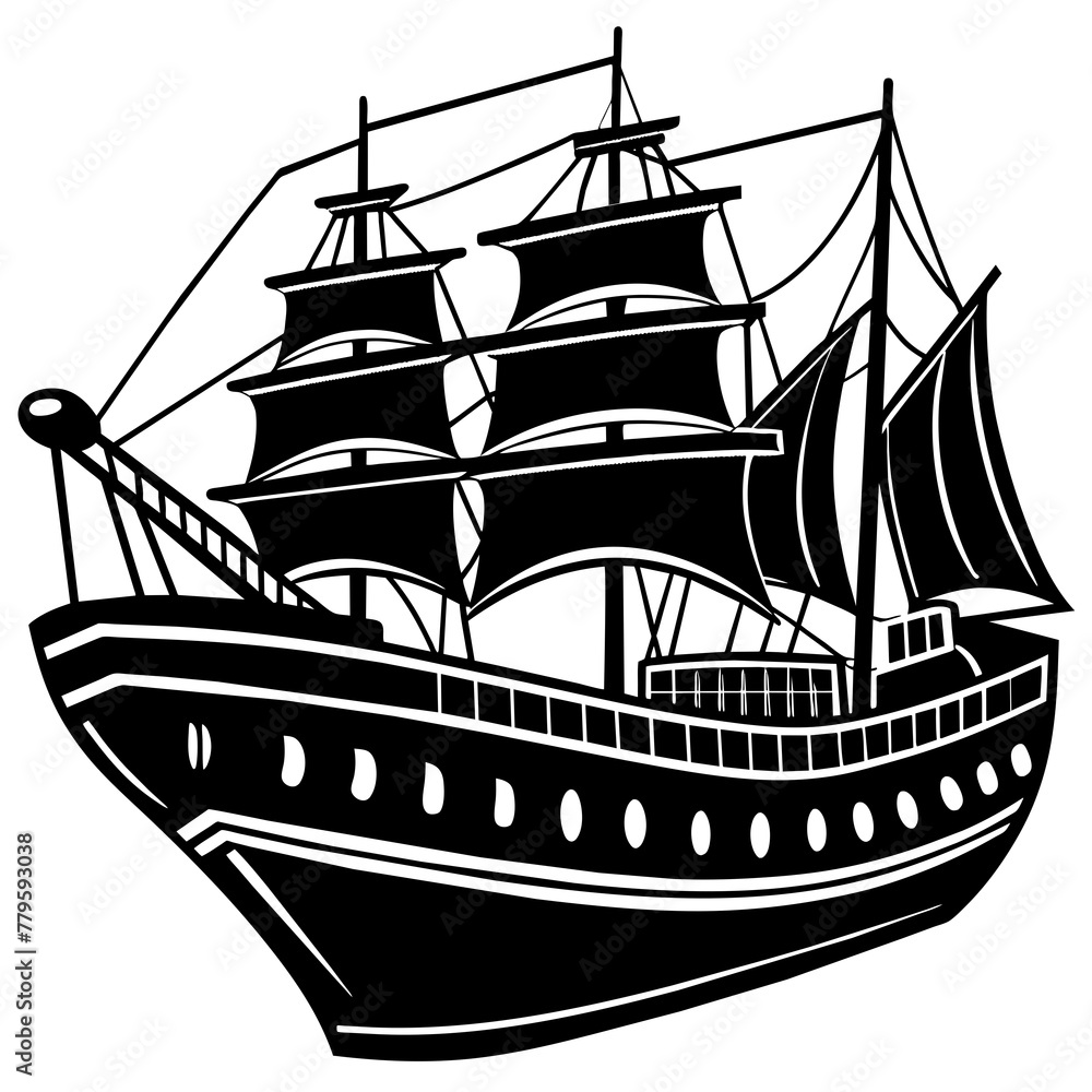 ship on the sea, black ship silhouette vector illustration,icon,svg ...