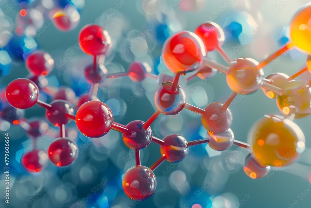 Vibrant 3D Atomic Structure Visualization: A Close-Up Examination of ...