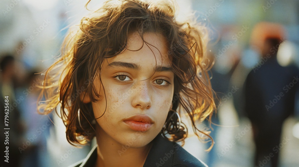 Gaze of Resilience: A girl, her eyes filled with defiance, confronts ...