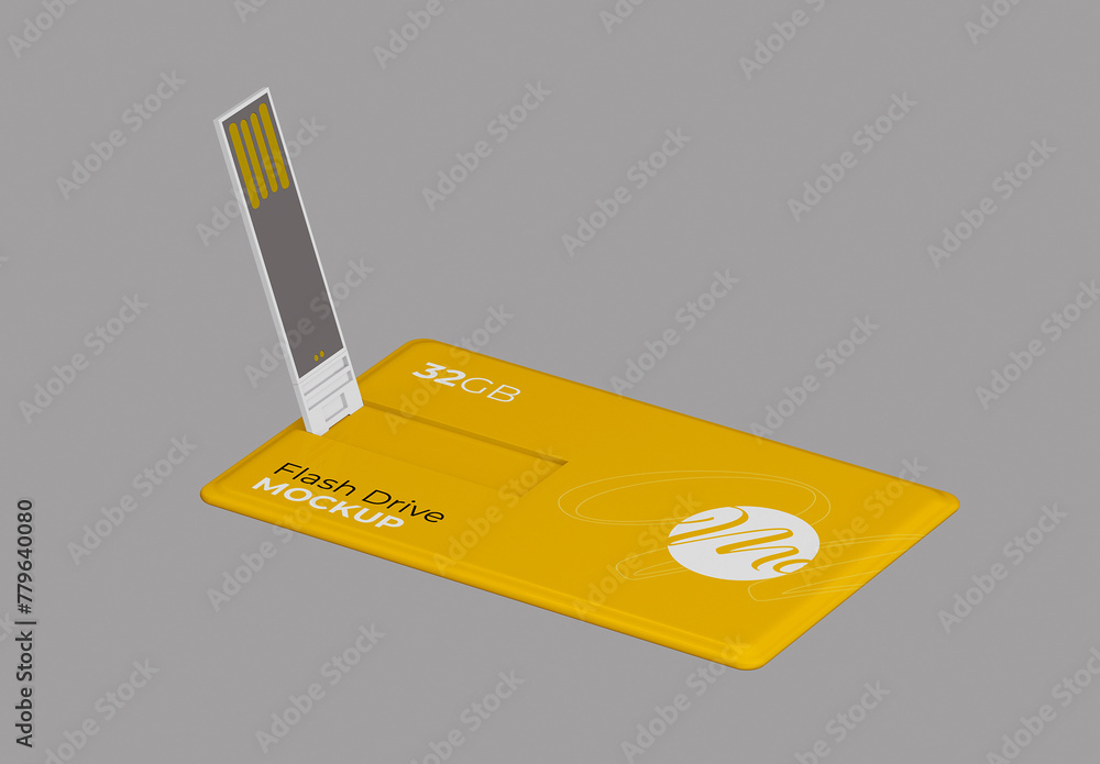 Perspective View Flash Drive Card Mockup Stock Template | Adobe Stock