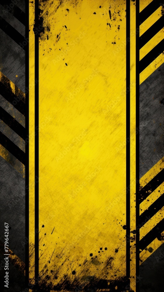 Yellow black grunge diagonal stripes industrial background warning ...