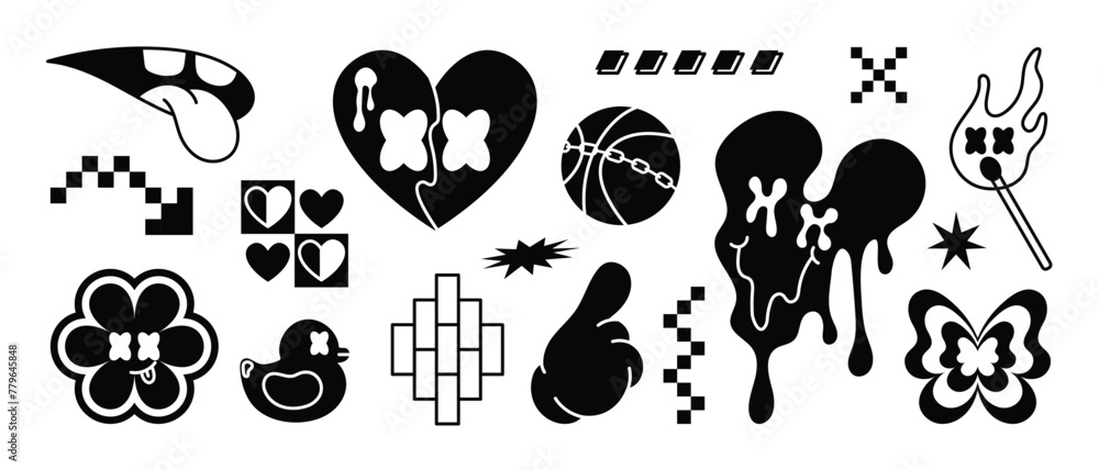 Collection of retro elements for design. Abstract geometric shapes in ...