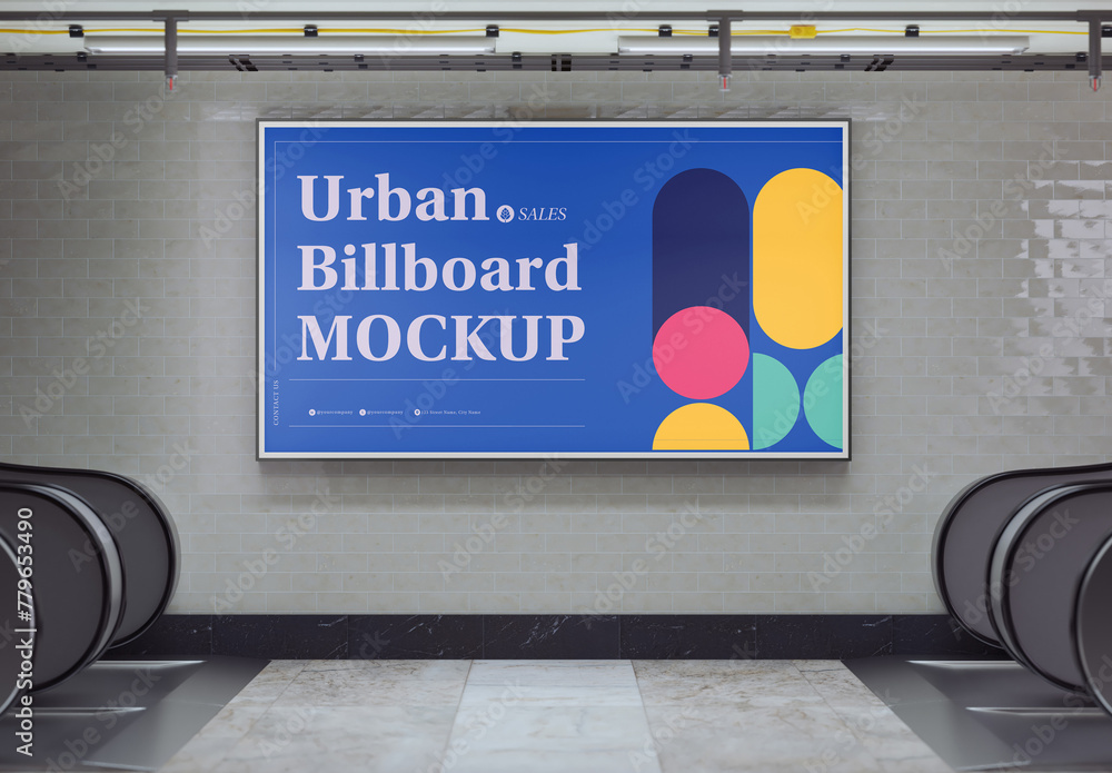 Subway Billboard Advertisement Scene Mockup Stock Template | Adobe Stock
