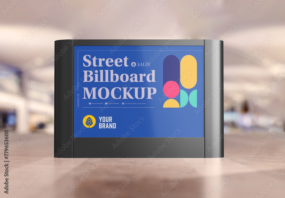 Indoor Mall Billboard Advertisement Scene Mockup plantilla de Stock ...
