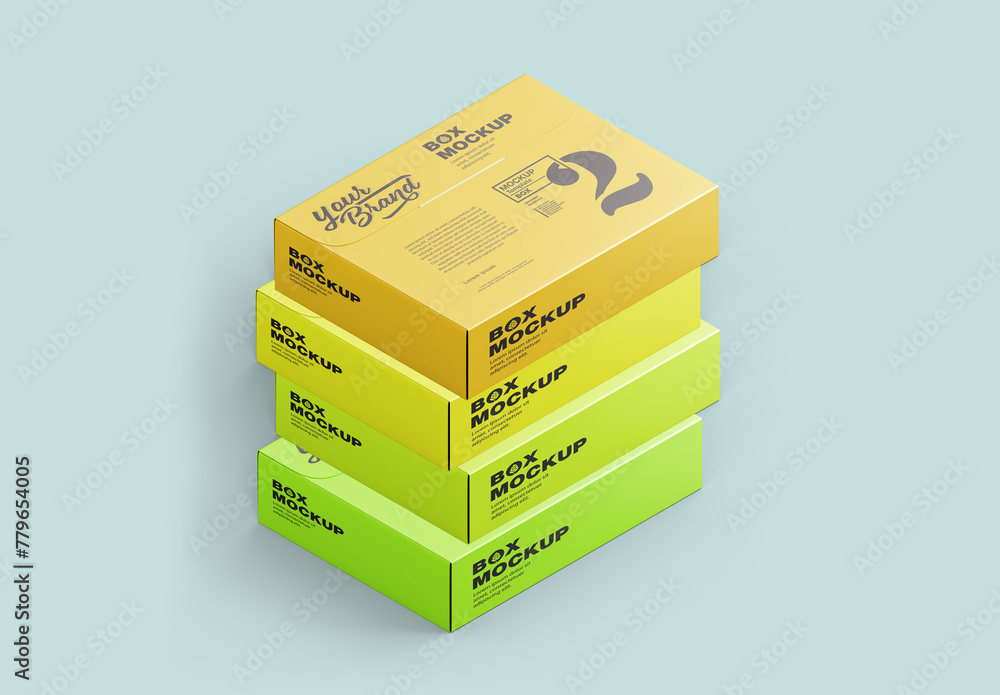Set of Flat Cardboard Boxes Mockup Stock Template | Adobe Stock