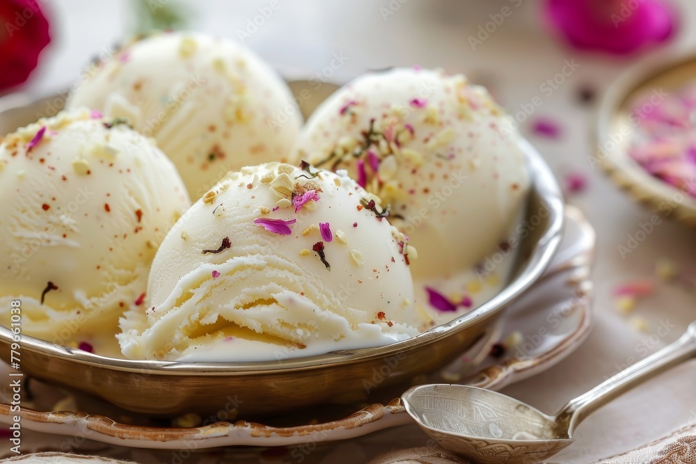Traditional Indian frozen dairy dessert similar to ice cream from the ...