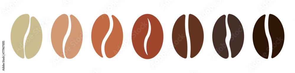 Coffee bean roasting stages vector illustration. Coffee roast intensity ...