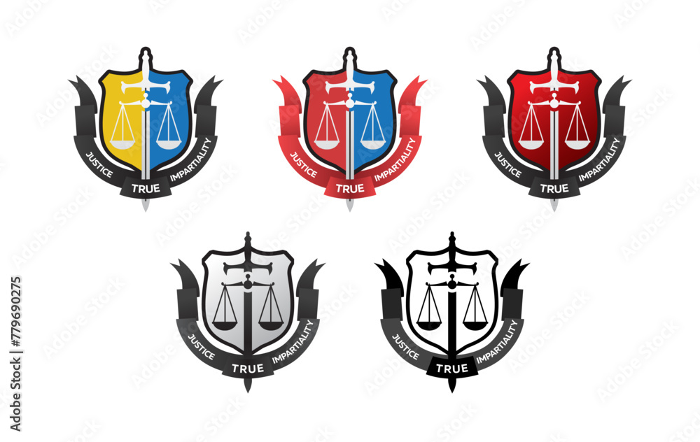 The set of logos represents the true impartiality of justice. Logos are ...