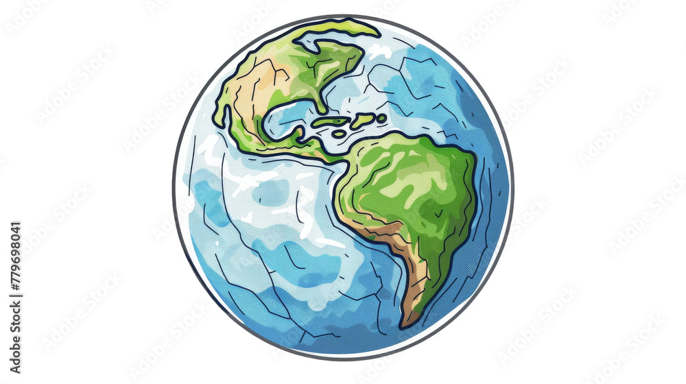 Earth Cartoon Drawing logo vector on transparent background. Stock ...