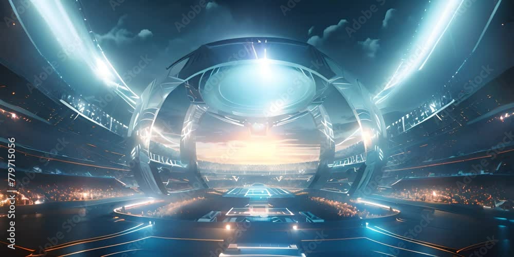 Stadium tunnel leading to soccer field. Players, athletes entrance to ...