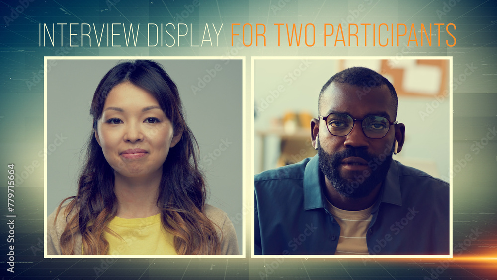 Video Interview with Business Corporate Light Background. Split Multi ...