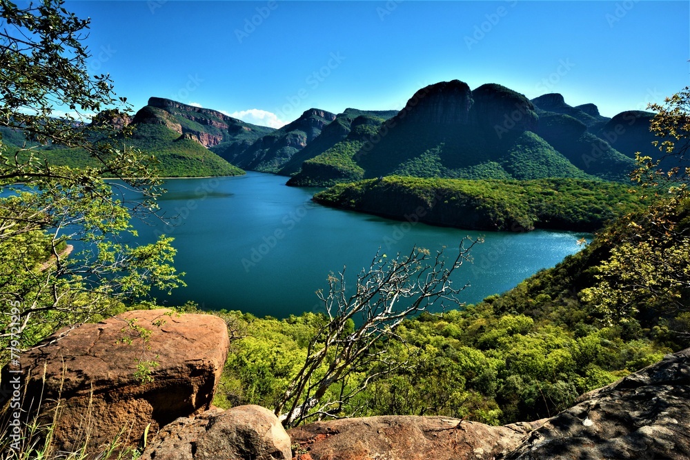 View of the Blyde Dam as seen from the "Hippo Trail" above (Mpumalanga ...