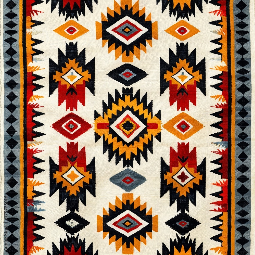 Authentic Native Indian textile pattern, with complex symbols and ...