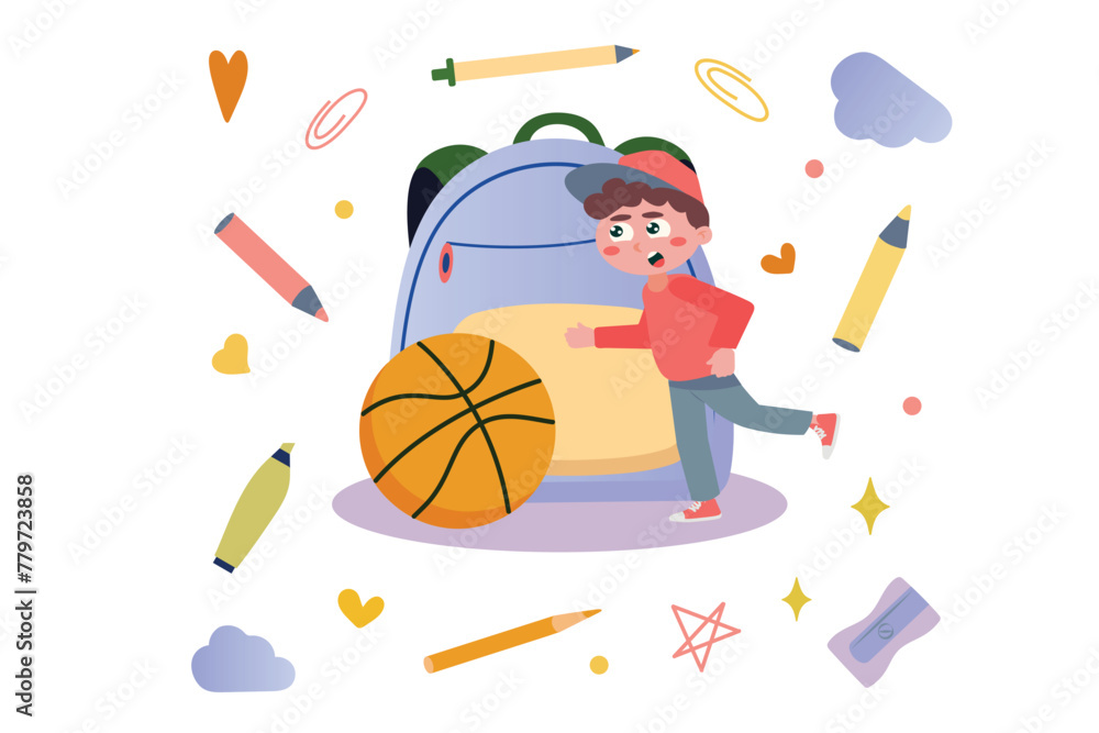 Late concept with people scene in flat cartoon design. In this image, a ...