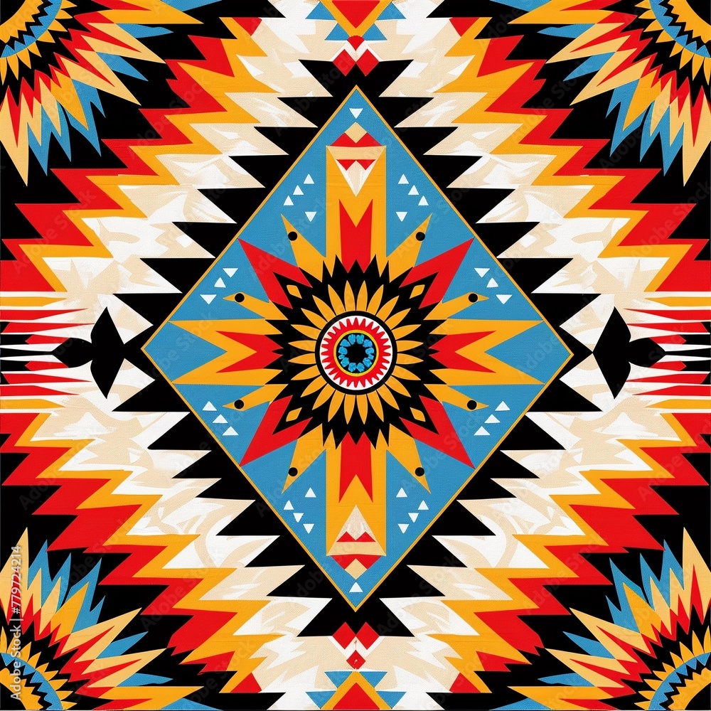 Native Indian tribal fabric design, detailed and colorful, perfect for ...