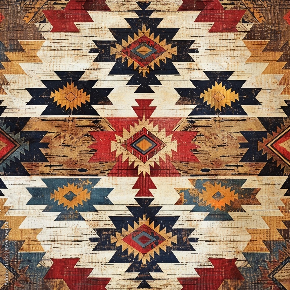 Vintage Native Indian fabric texture, traditional geometric patterns in ...