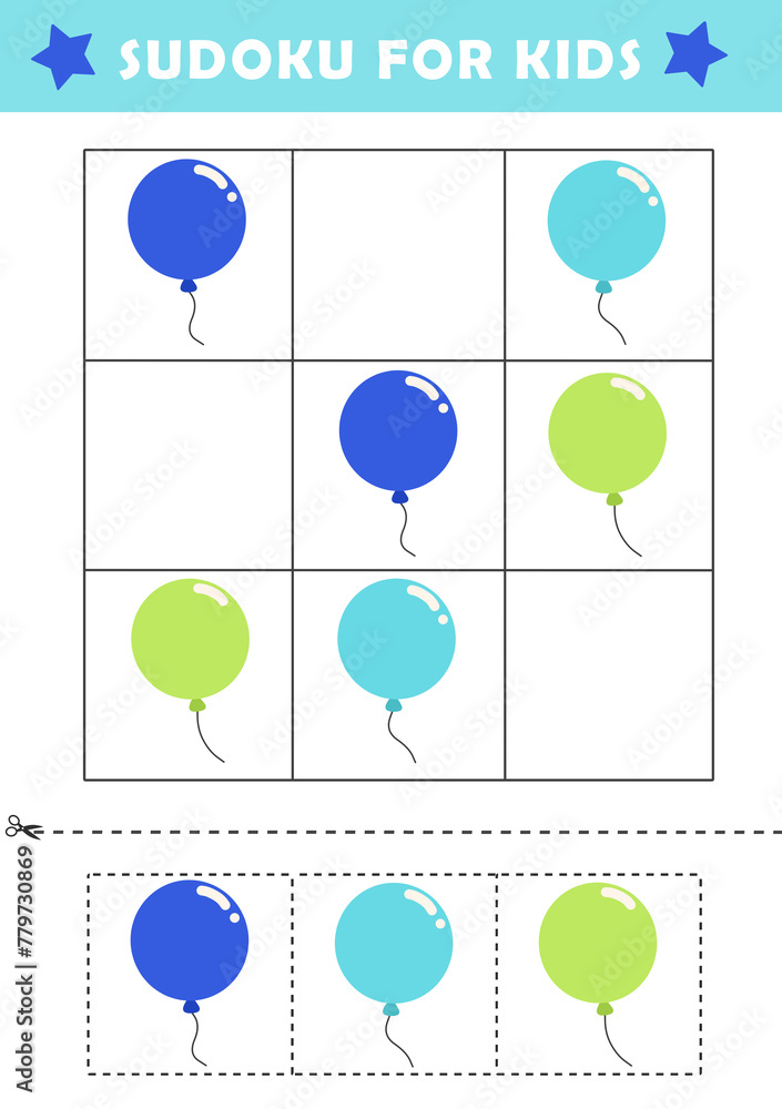 Sudoku logical reasoning activity for kids. Fun sudoku puzzle with cute ...