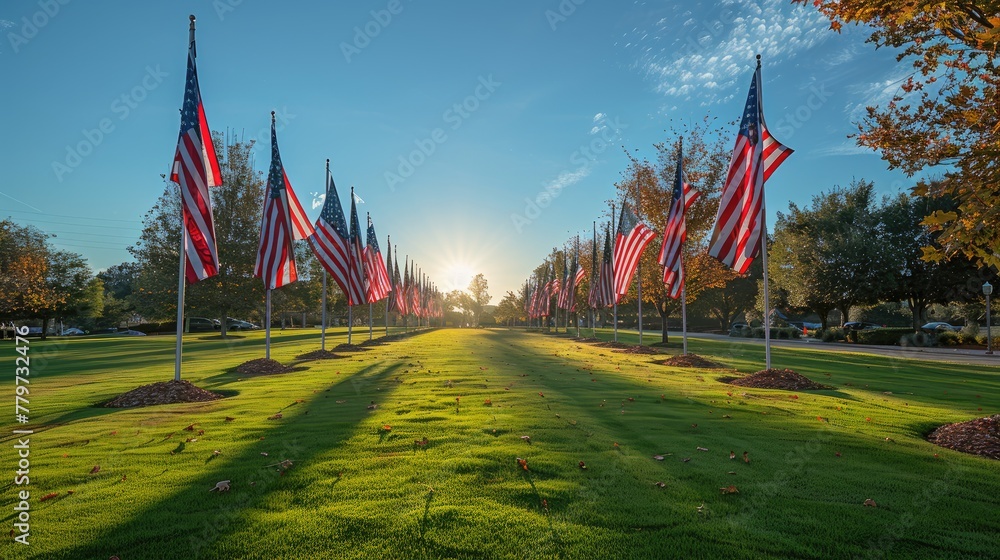 Flags flutter in the gentle breeze, their vibrant colors a beacon of ...