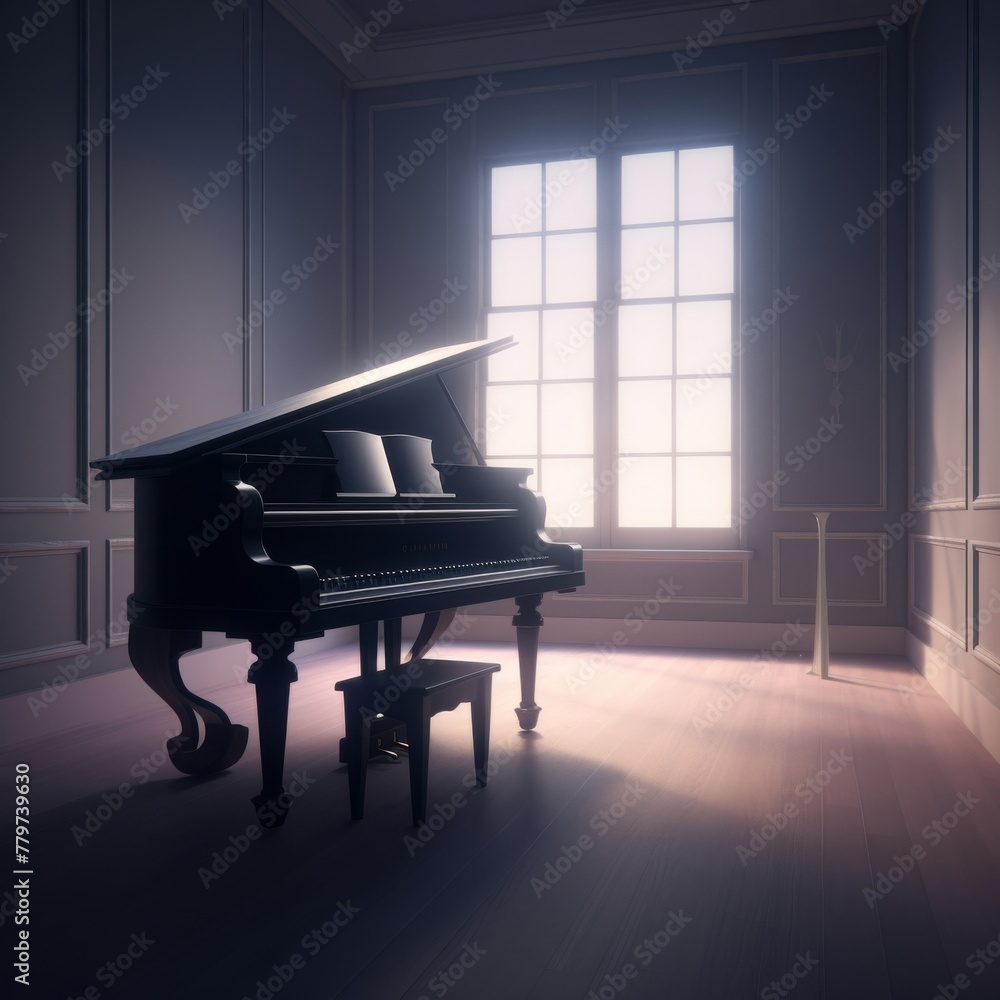 Creating a serene and harmonious scene of a piano being played in a ...