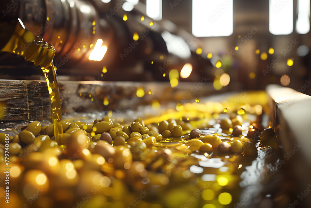 Traditional process of olive oil production, showcasing harvesting ...