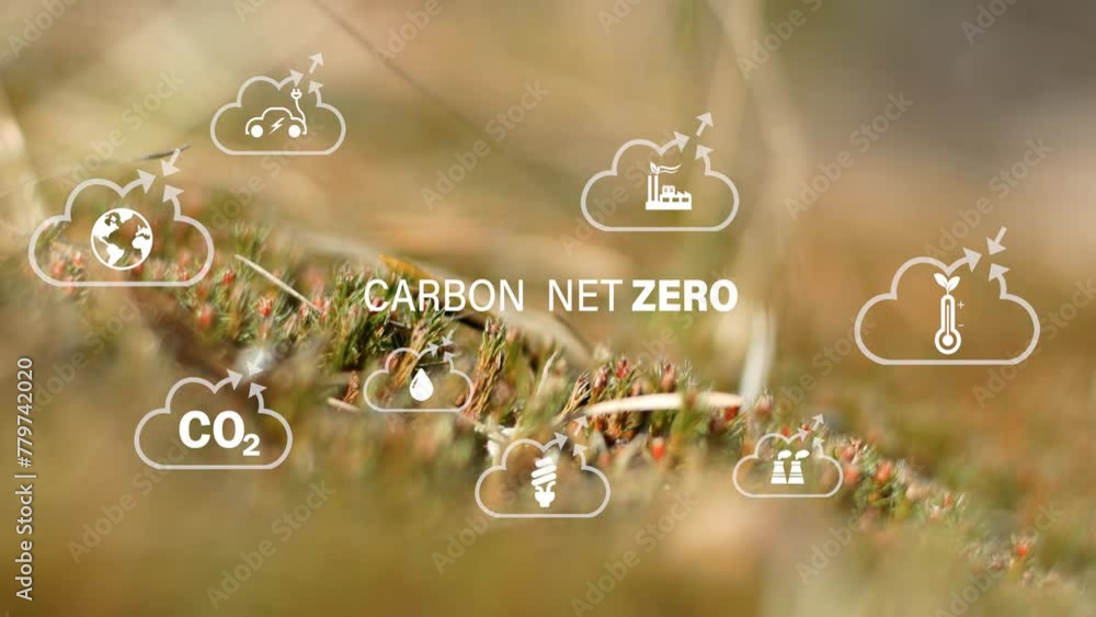 Net zero emission emissions , carbon reduce concept. Net zero ...