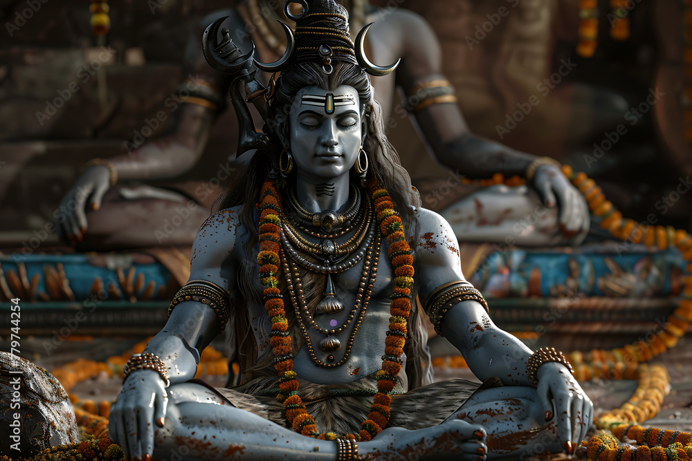 Majestic depiction of Lord Shiva, radiating divine energy and spiritual ...