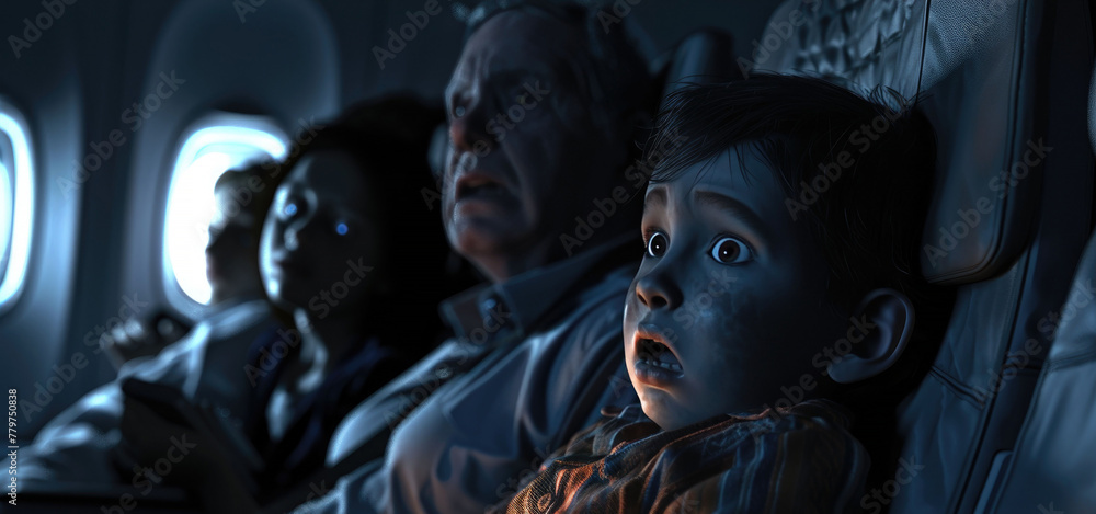 An illustration of a family with a scared child and worried adults on ...