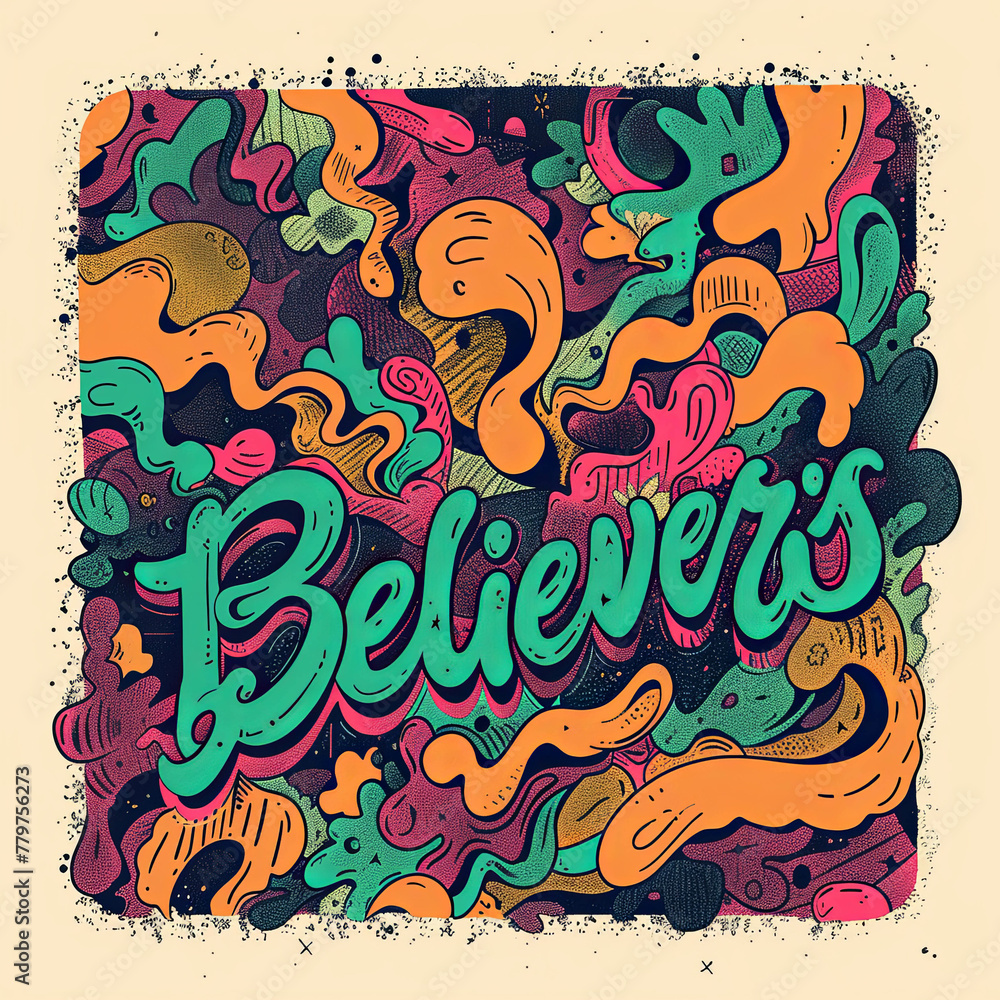 The image shows the word "Believers" on a single colored background. It ...