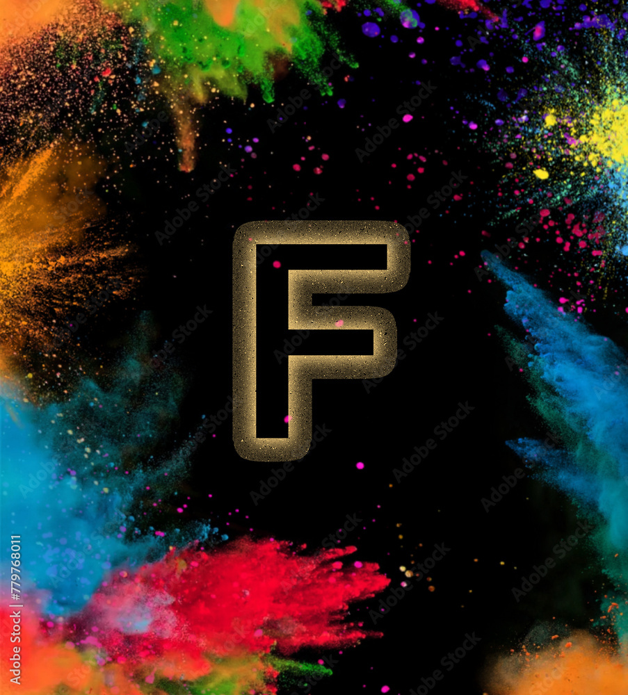 Letter of the English alphabet on a background of bright colors in Holi ...